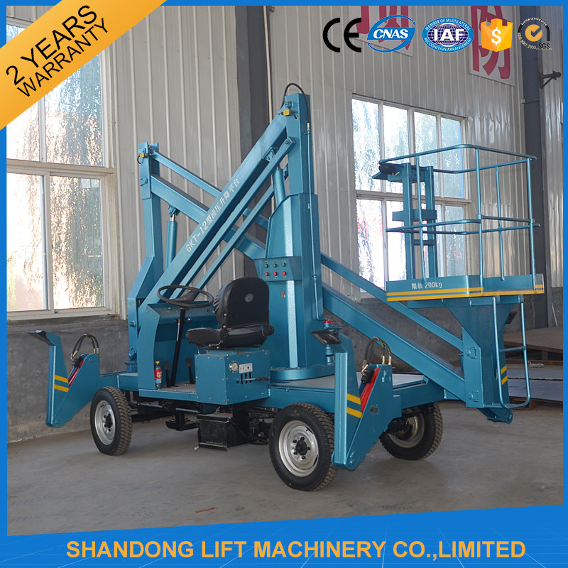 Commercial Hydraulic Articulated Trailer Boom Lift Rental , 8m Rotating ...