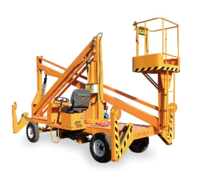 Work Platform Trailer Mounted Boom Lift , 15m 200kgs Automatic Mobile ...